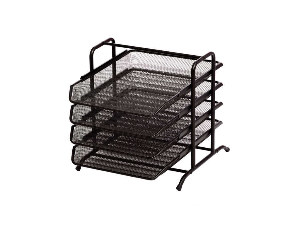 Chrome Mesh Document Tray 4 tier - Penrex Chrome Stationery