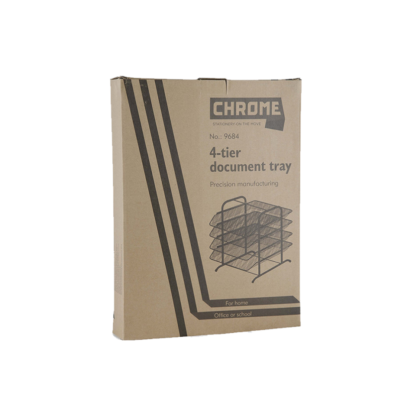 Chrome Mesh Document Tray 4 tier - Penrex Chrome Stationery