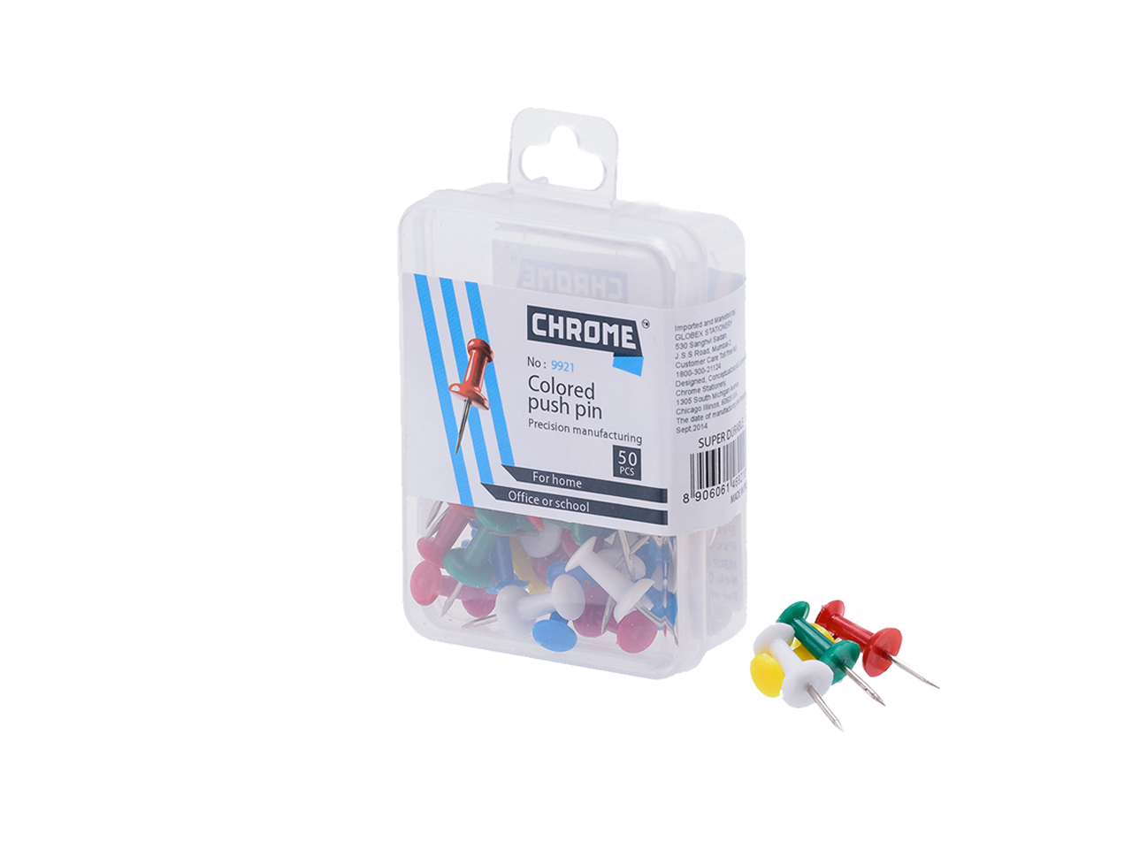 Chrome Color Push Pins 50Pc (Box of 10) - Penrex Chrome Stationery