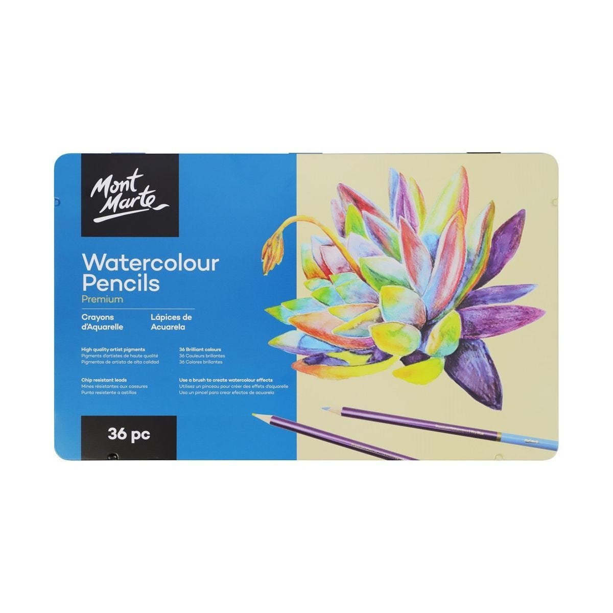 Mont Marte Watercolour Pencils in Tin Premium 36pcs - Penrex Chrome ...
